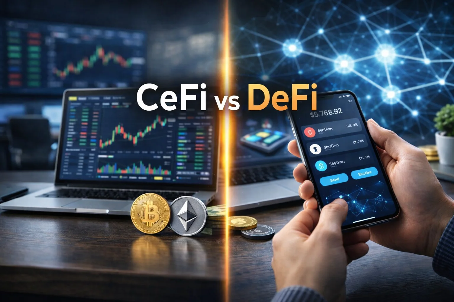 DeFi vs CeFi: So sánh toàn diện cho người mới